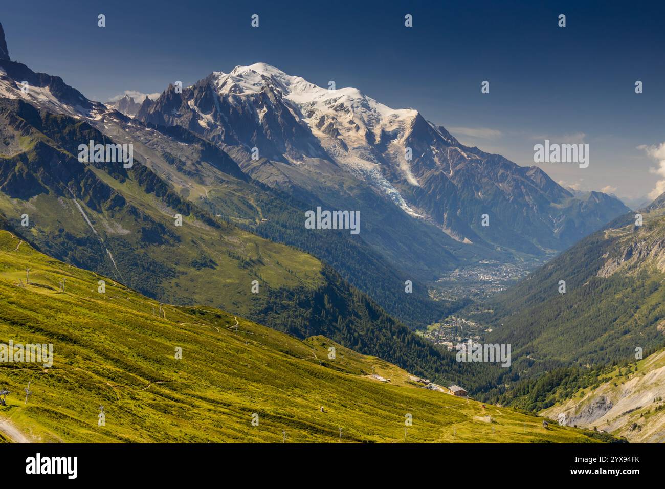 Mont Blanc, Monte Bianco mountain summit in the Alps. The highest ...