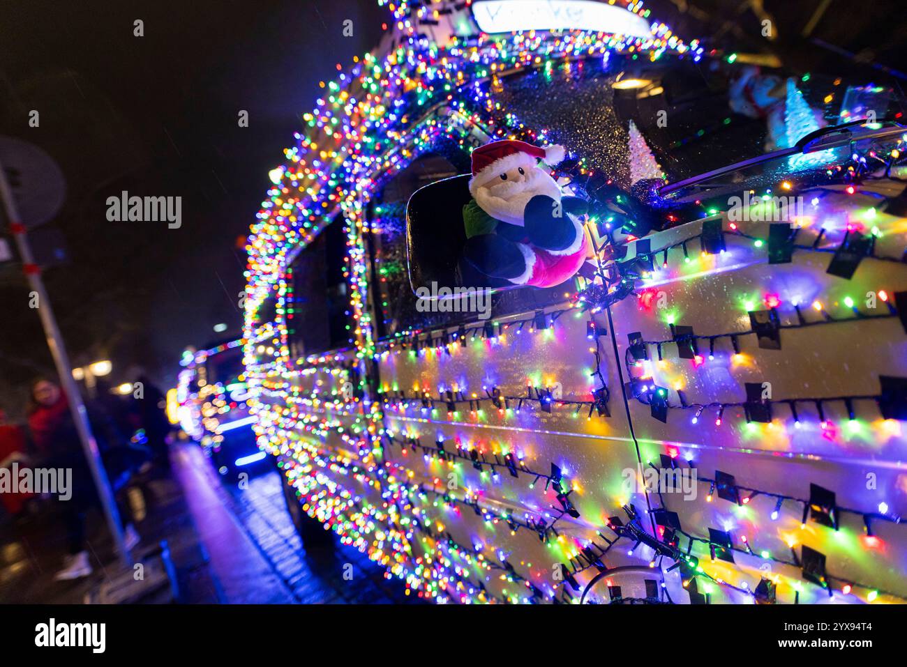 14 December 2024, Lower Saxony, Hanover: A Santa Claus figure hangs ...