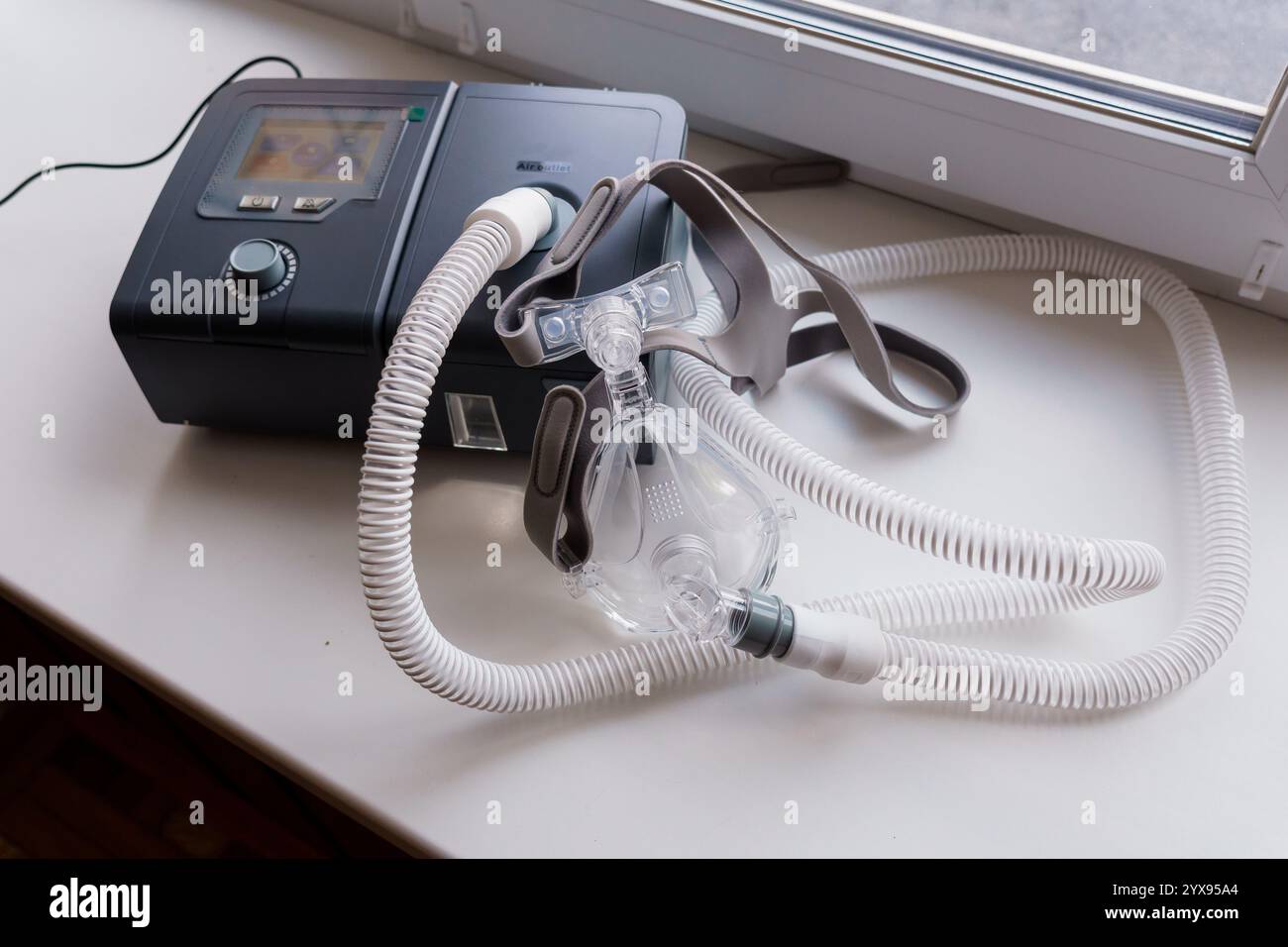 CPAP Machine Setup for Sleep Apnea Therapy Stock Photo - Alamy