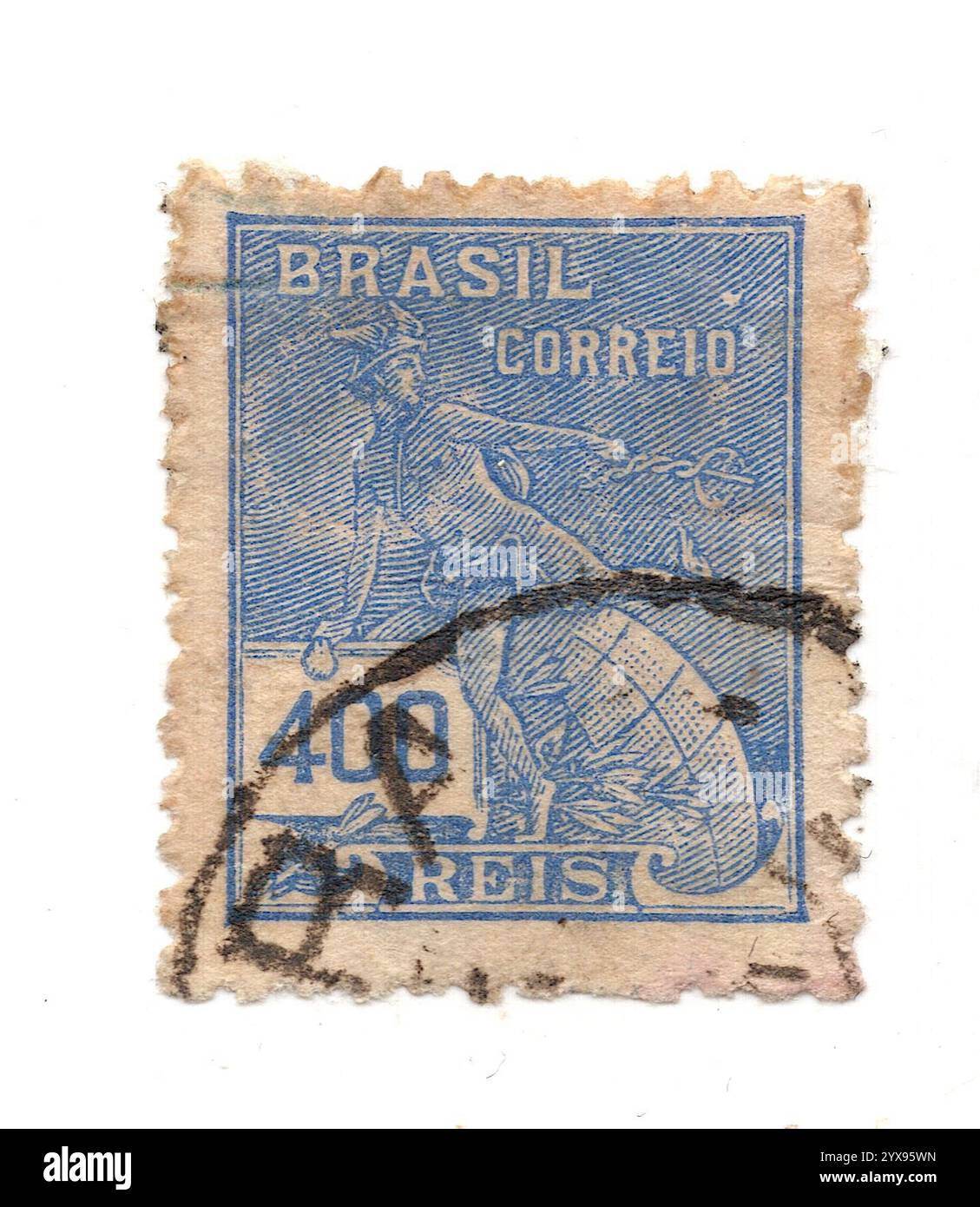 A vintage postage stamp from Brazil isolated on a white background ...