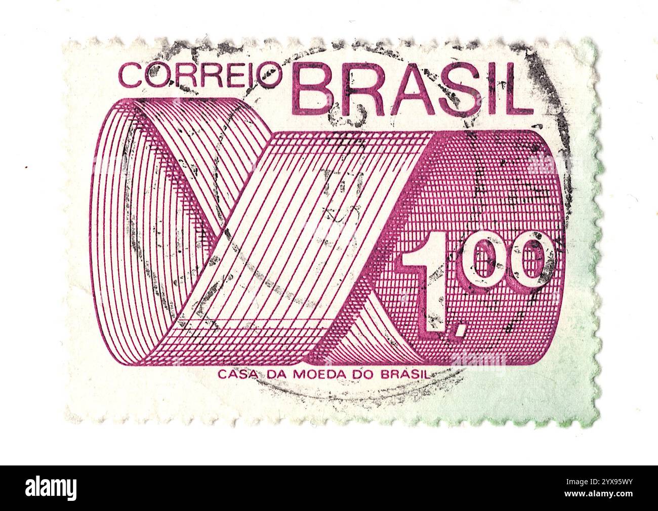 A vintage postage stamp from Brazil isolated on a white background ...