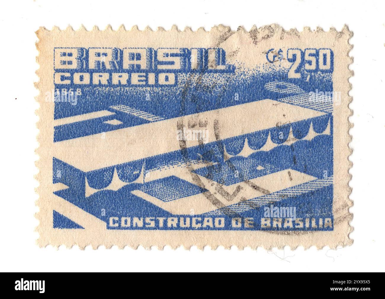 A vintage postage stamp from Brazil isolated on a white background ...
