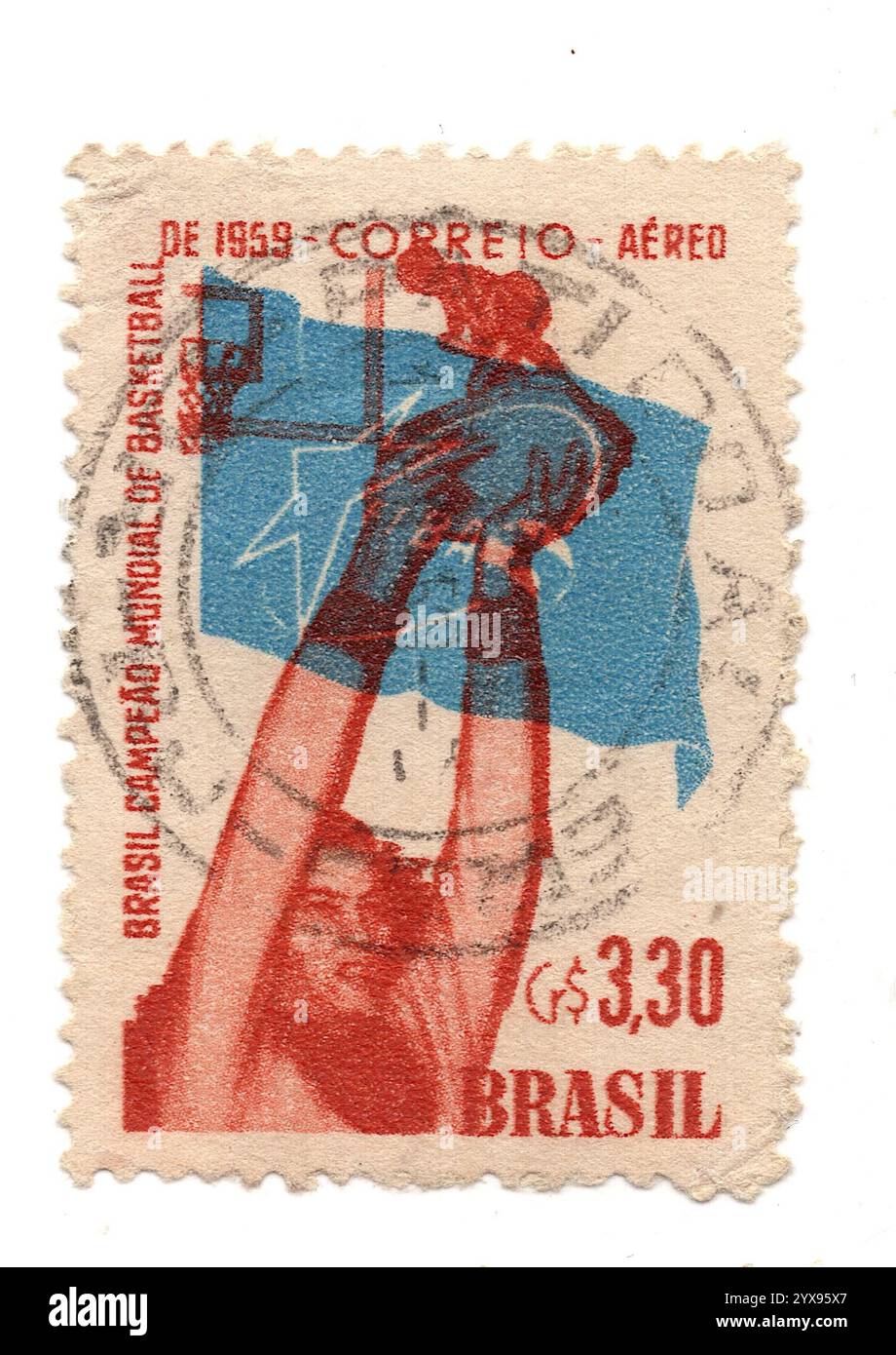 A vintage postage stamp from Brazil isolated on a white background ...