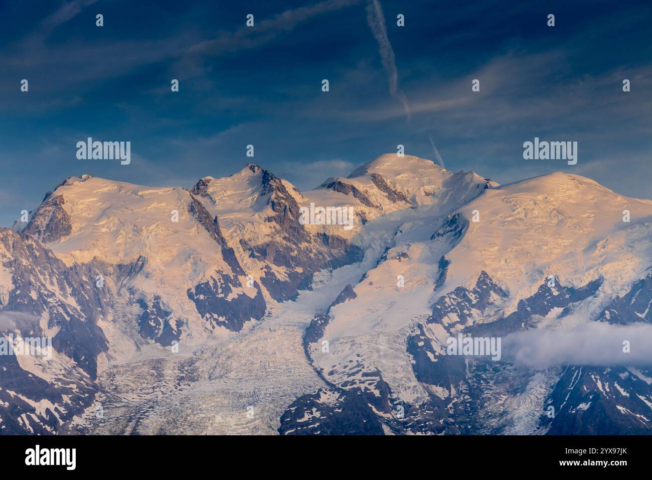 Mont Blanc, Monte Bianco mountain summit in the Alps. The highest ...