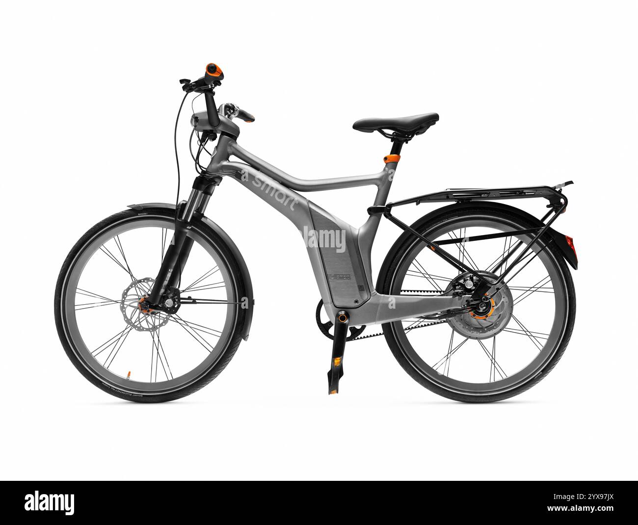 Electric bicycle, Smart ebike. Isolated on white background with ...