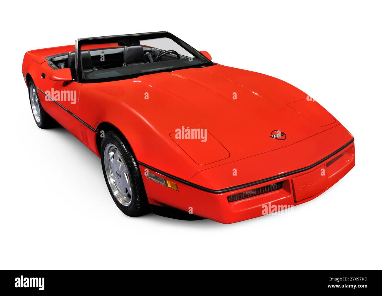 Red 1988 Chevrolet Corvette C4 Convertible isolated on white background ...