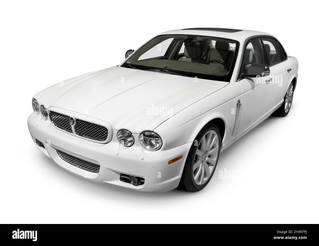 2009 Jaguar XJ Vanden Plas luxury sedan. Isolated car on white ...