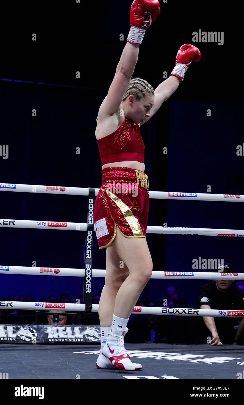 Lauren Price after winning the WBA, IBO and Ring magazine World Welterweight Championship fight ...