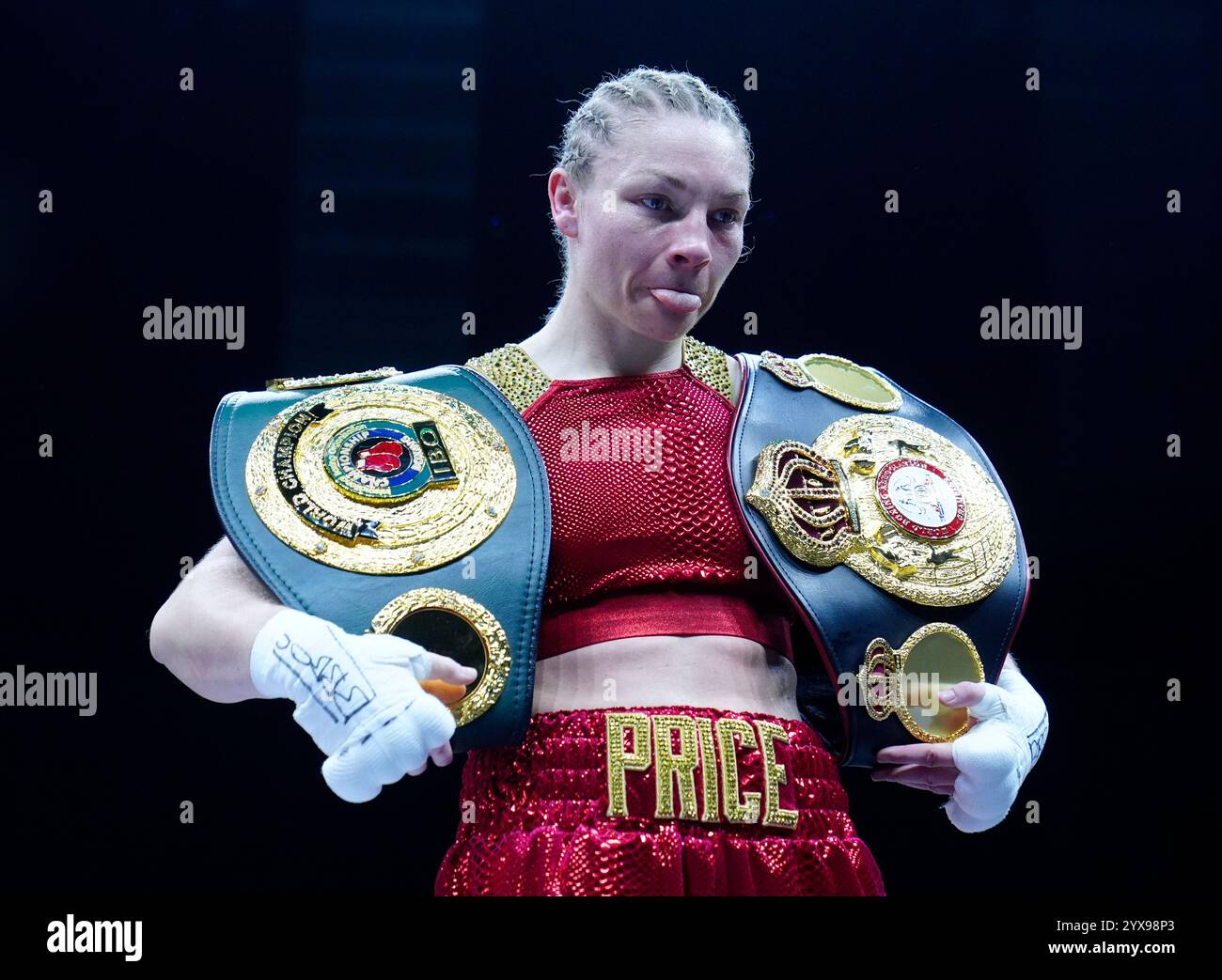 Lauren Price after winning the WBA, IBO and Ring magazine World Welterweight Championship fight ...