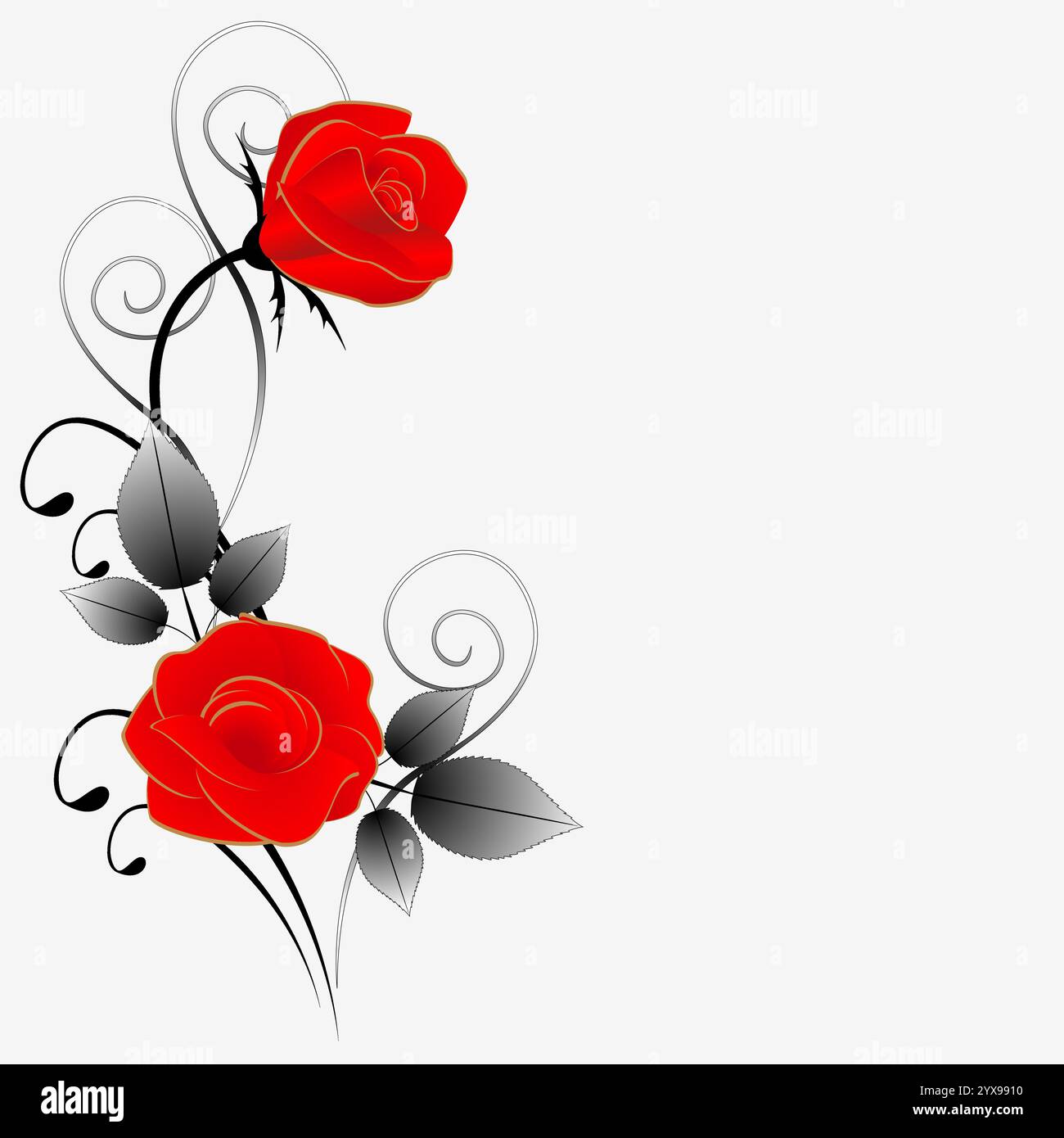 Floral background with red roses, illustration Stock Vector Image & Art ...