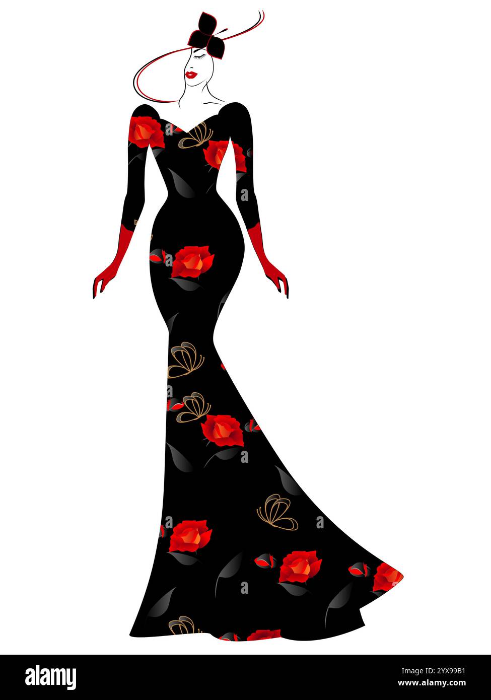 Gothic black dress Stock Vector Images - Alamy