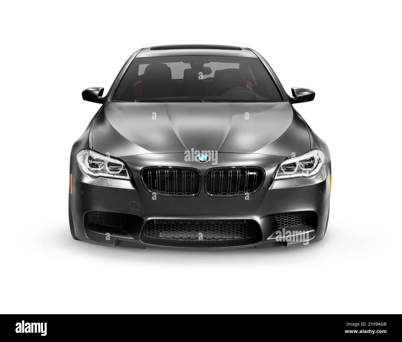 Matte black 2015 BMW F10 M5 luxury car isolated on white background ...