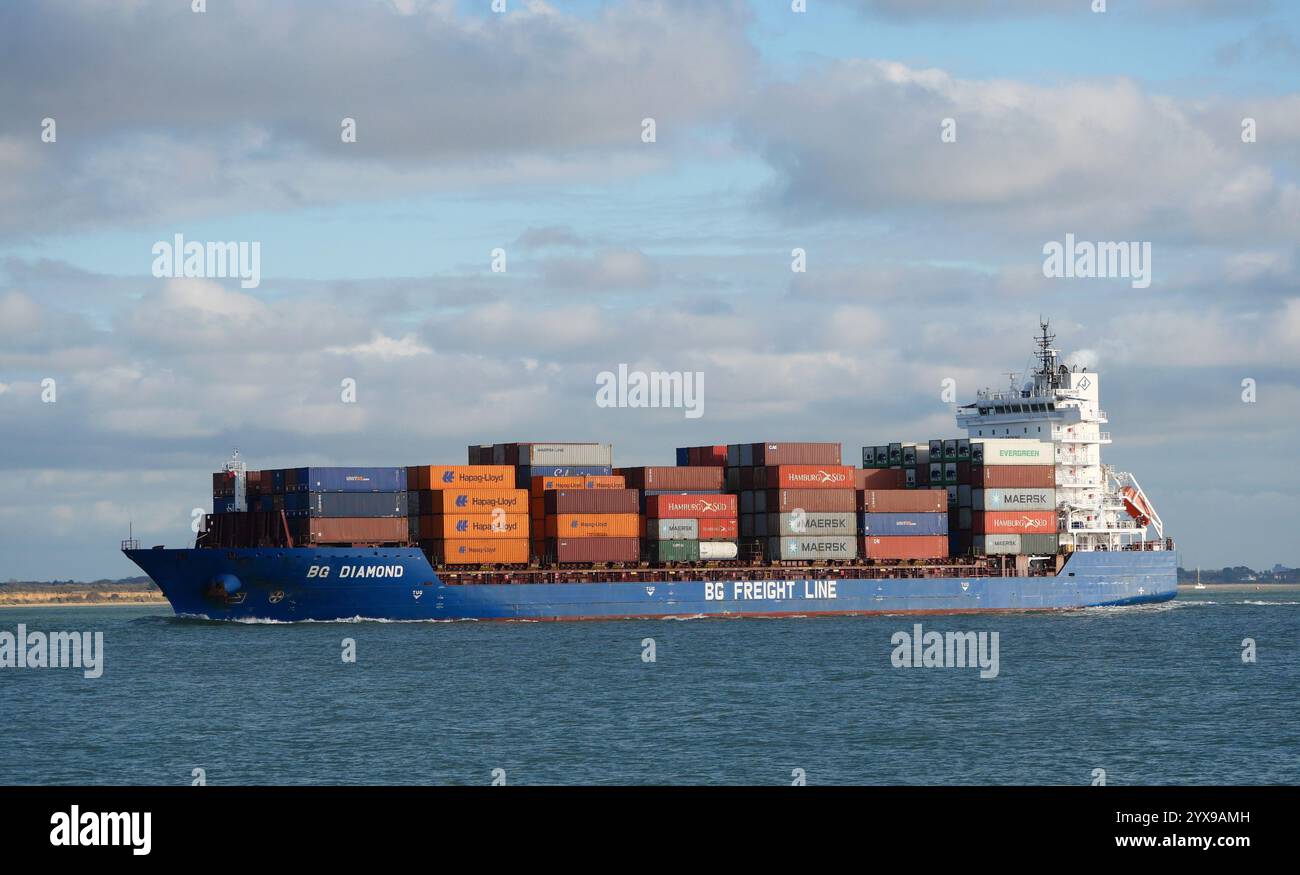 Container Ship entering Southampton Stock Photo - Alamy