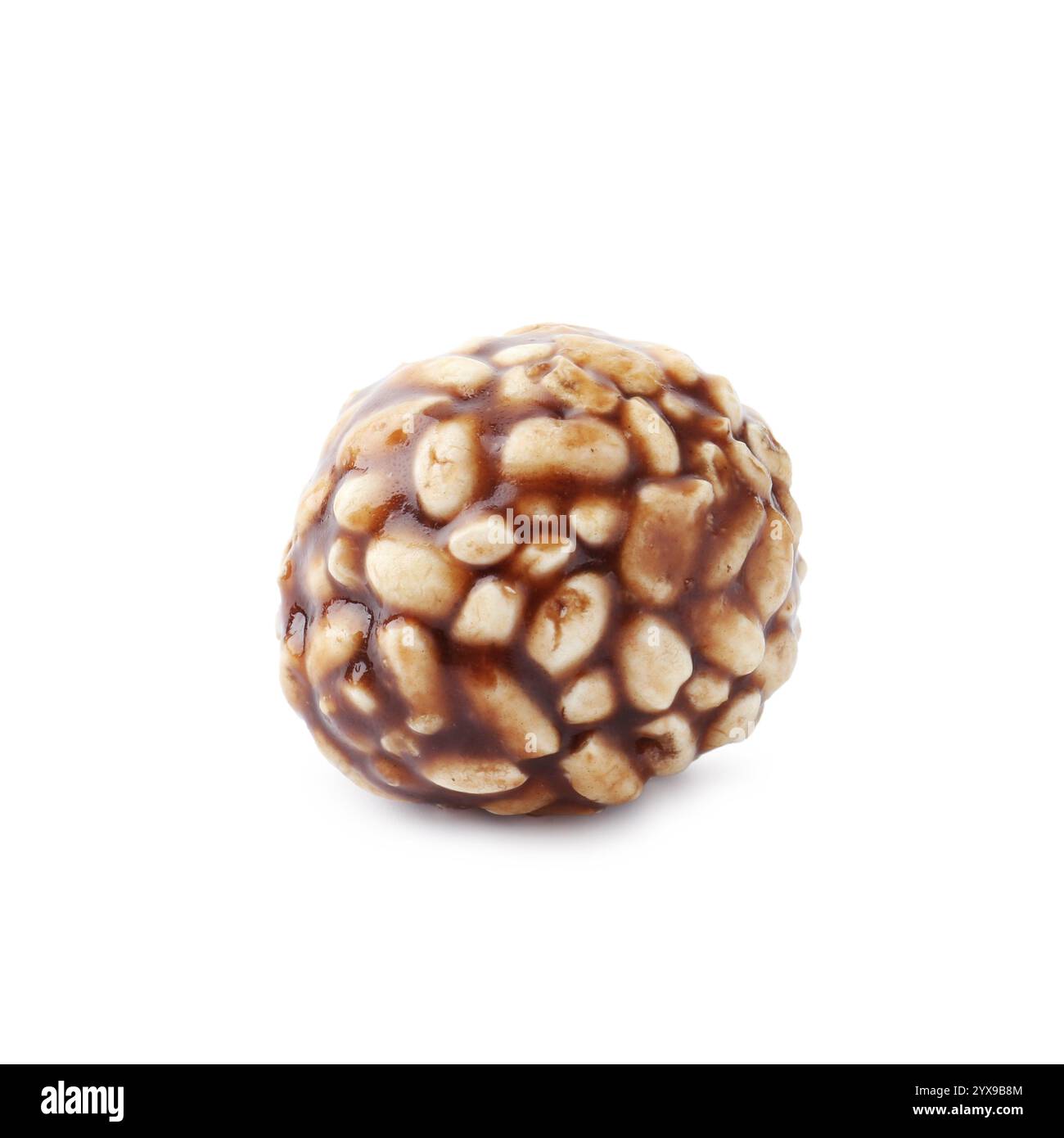 One chocolate puffed rice ball isolated on white Stock Photo - Alamy