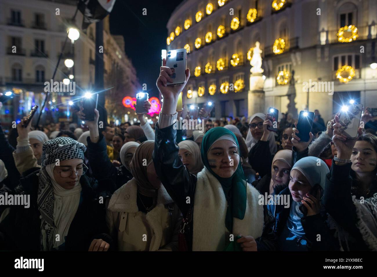 Madrid, Spain. 14th Dec, 2024. Syrian residents in Madrid have gathered ...