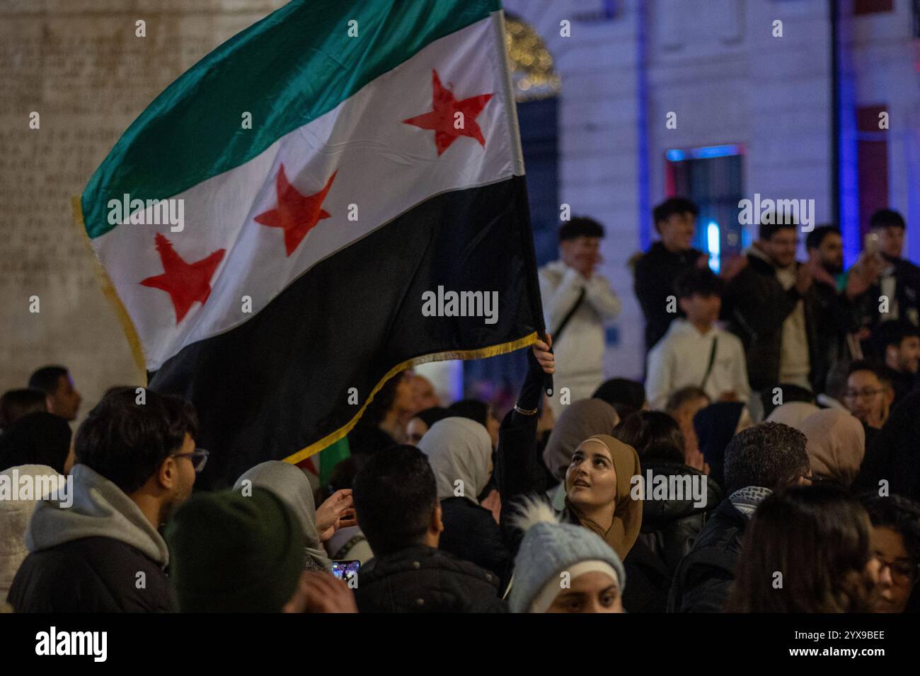 Madrid, Spain. 14th Dec, 2024. Syrian residents in Madrid have gathered ...