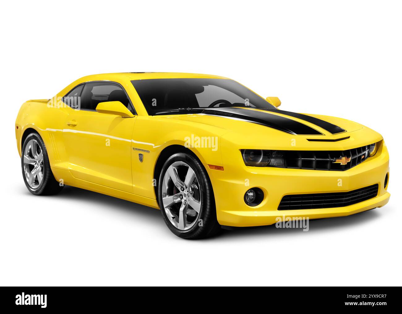 Yellow 2010 Chevrolet Camaro 2SS Coupe sports car isolated on white ...
