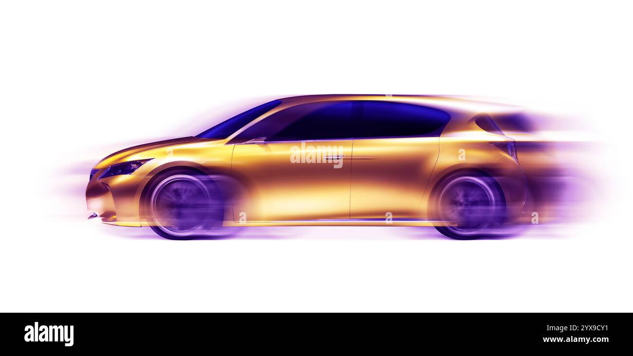 Artistic photo of a moving gold shiny Lexus LF-Ch hybrid concept car ...