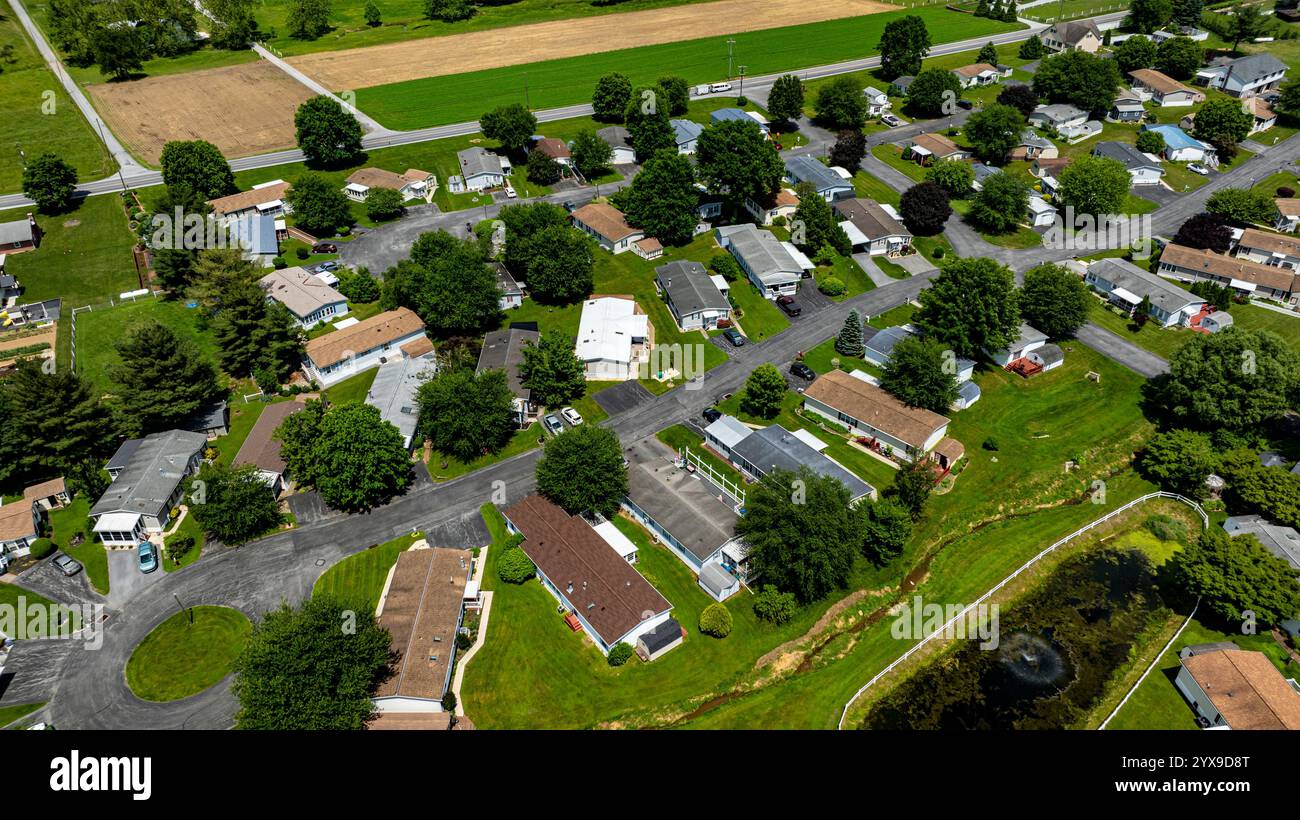 Aerial view of a tranquil rural community featuring various Mobile ...
