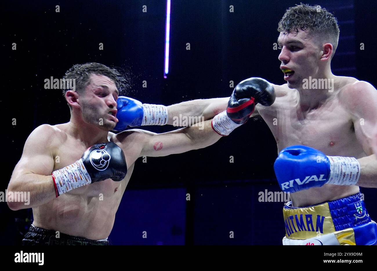 Stephen Mckenna (right) in action against Lee Cutler during the WBC ...