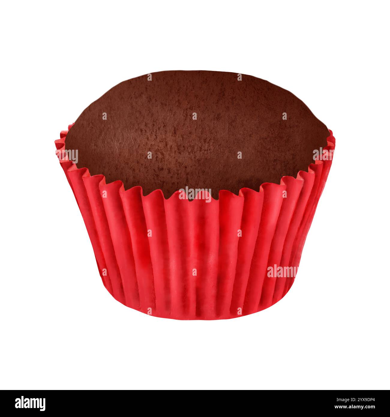 Sweet cupcake without cream in a paper basket. Watercolor digital ...