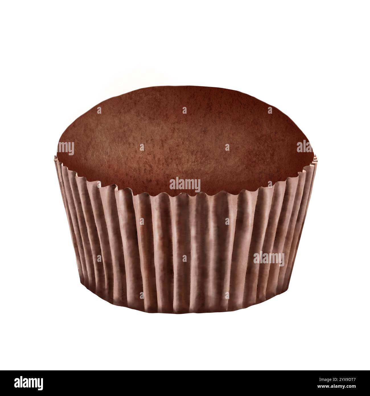 Sweet cupcake without cream in a paper basket. Watercolor digital ...