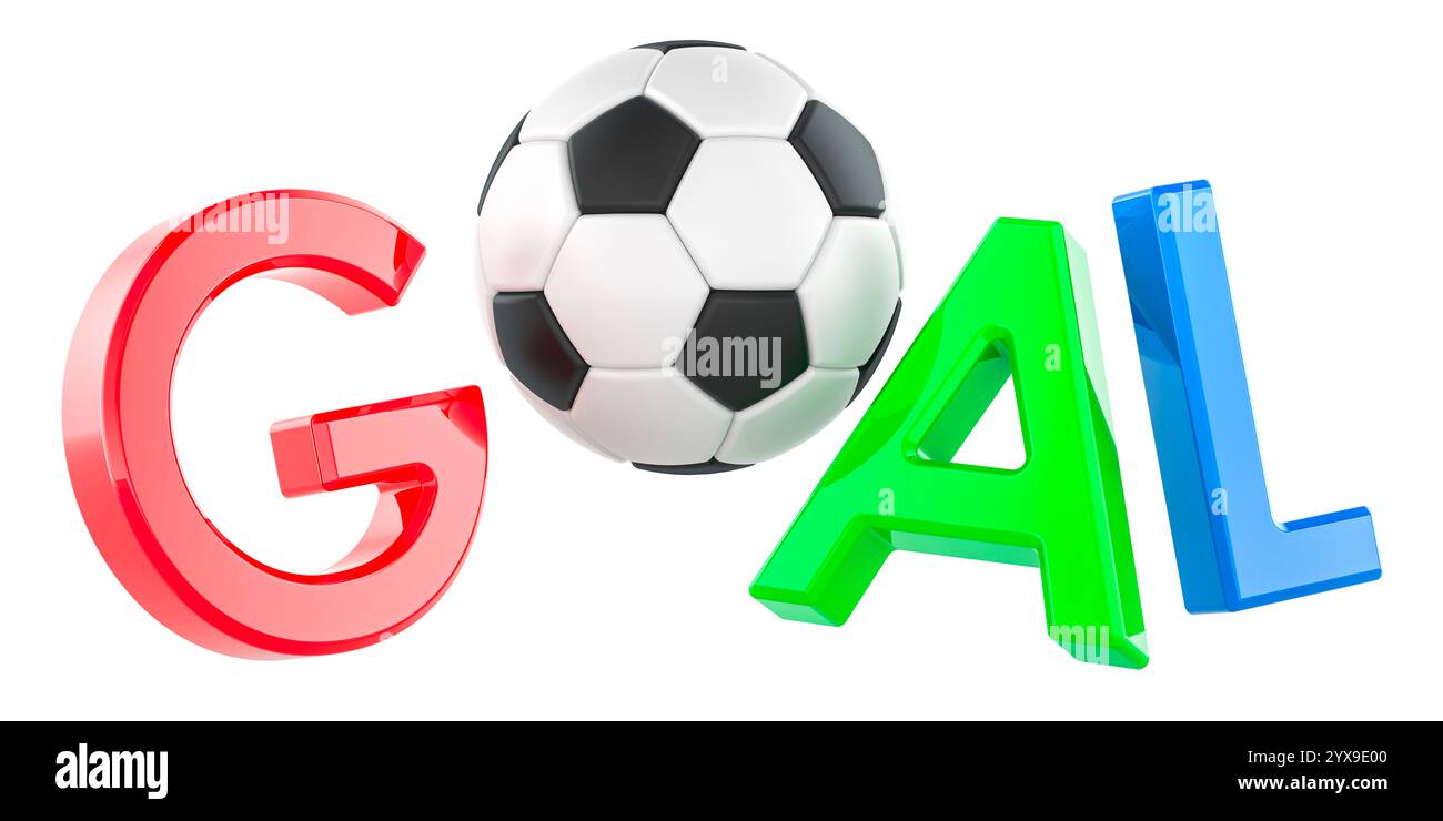 Soccer match in France, concept. Goal word with French flag and soccer ...