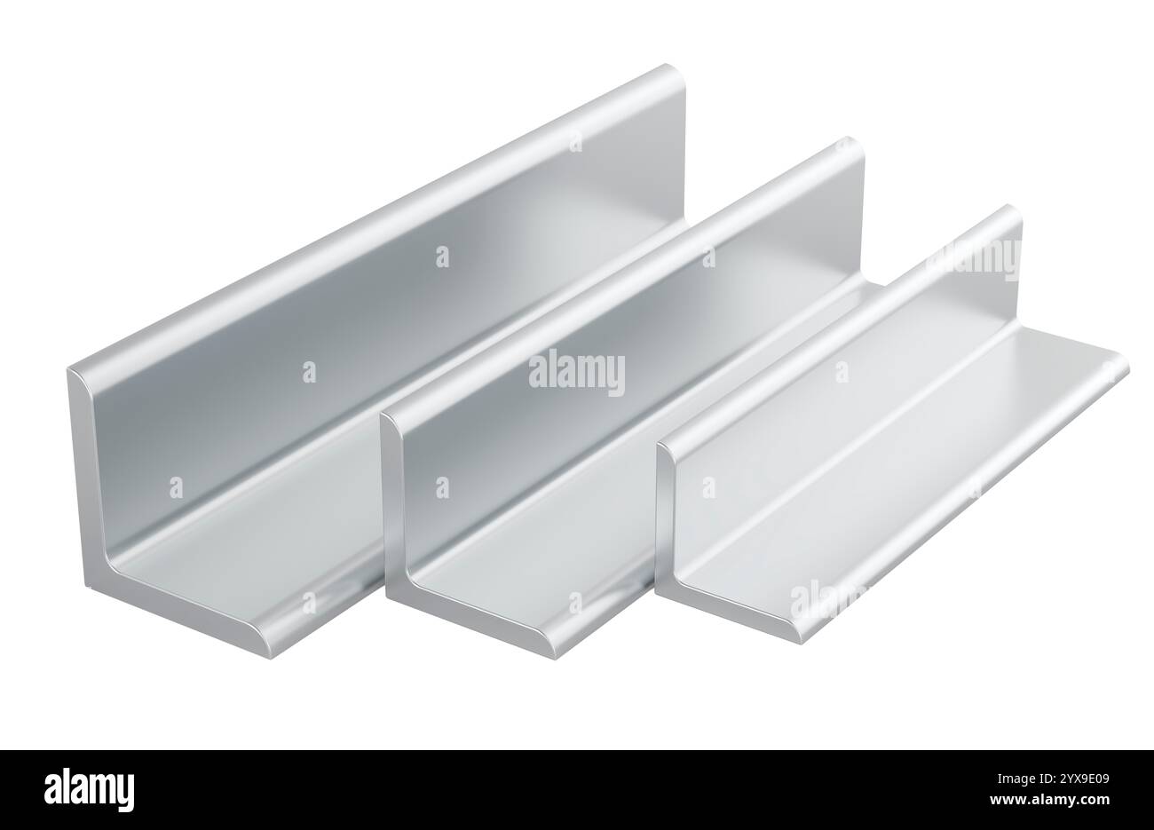 Steel Equal Leg Angles. Angle Bars, rolled metal. 3D rendering isolated ...