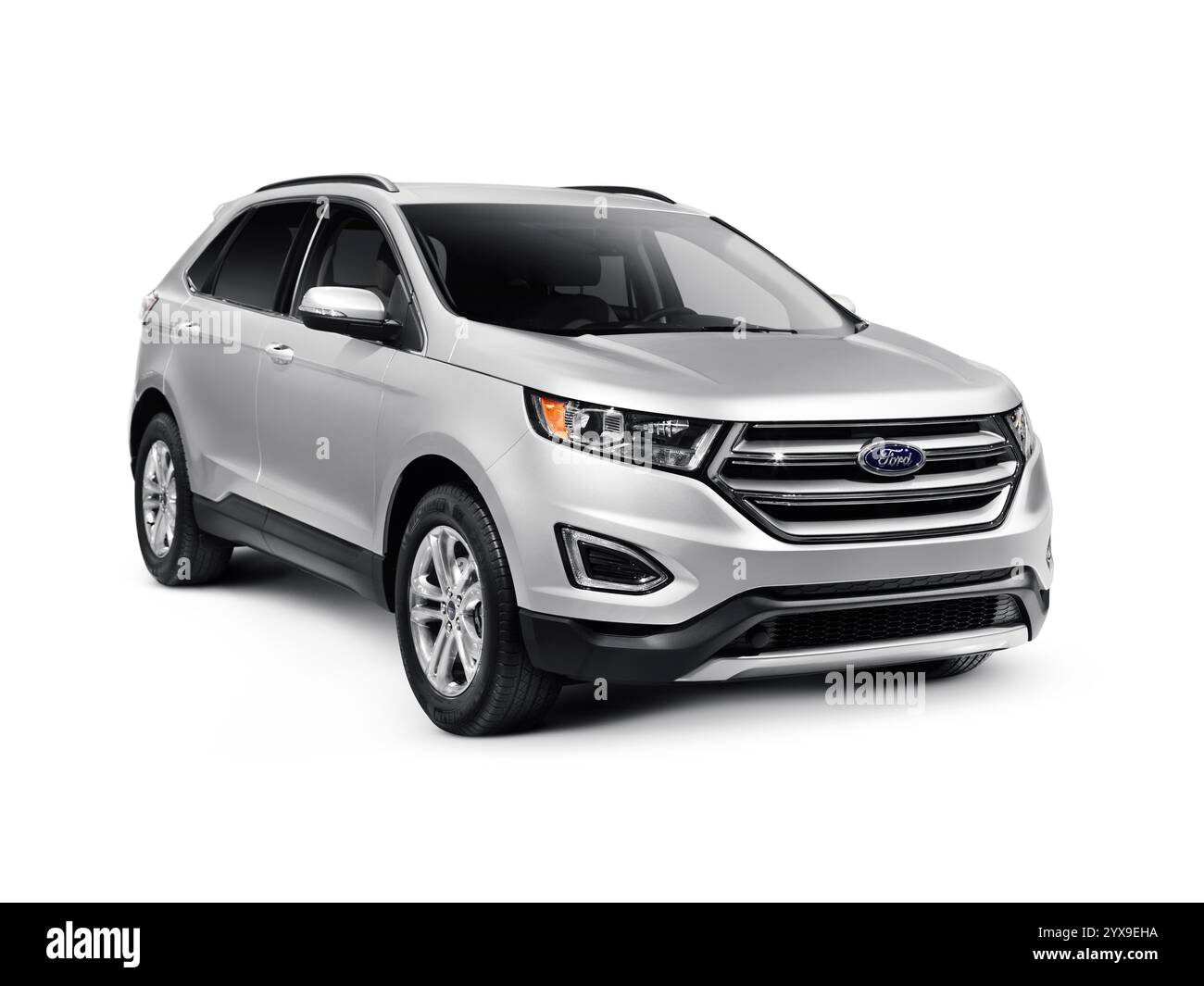 Silver 2016 Ford Edge Sport car SUV crossover vehicle isolated on white background with clipping ...