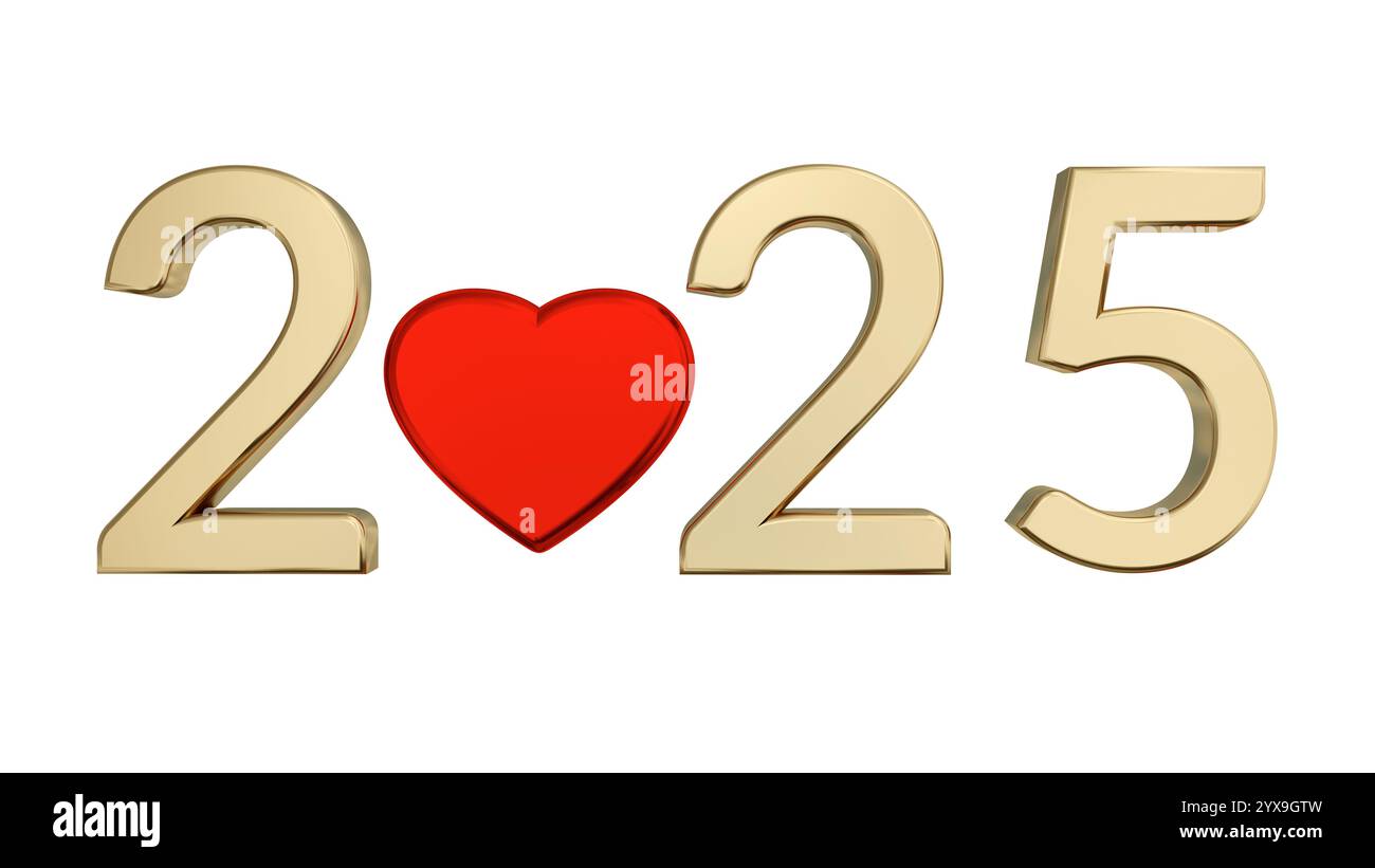 2025 heart isolated on the white background Stock Photo - Alamy