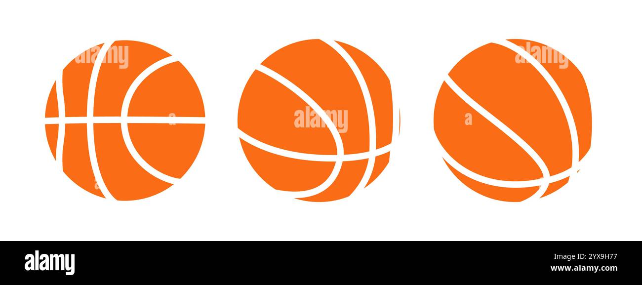 Glyph basketball ball icons. Set of basketball balls symbols Stock ...