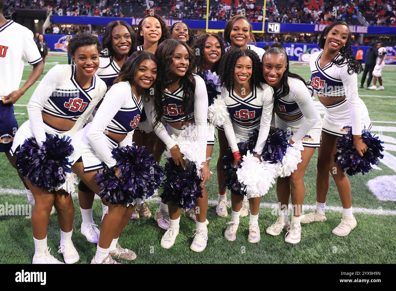ATLANTA, GA - DECEMBER 14: The Jackson State Tigers cheerleaders pose ...