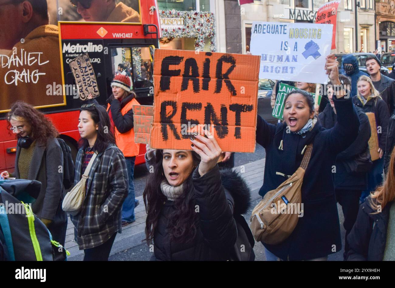 London, UK. 14th December 2024. Renters march in Oxford Street in ...