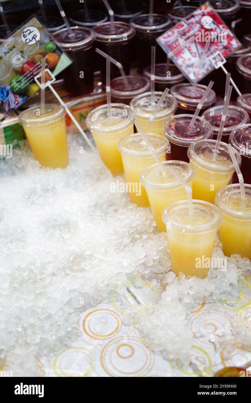 Cold drinks sitting in ice for sale at Borough Market in London, United ...