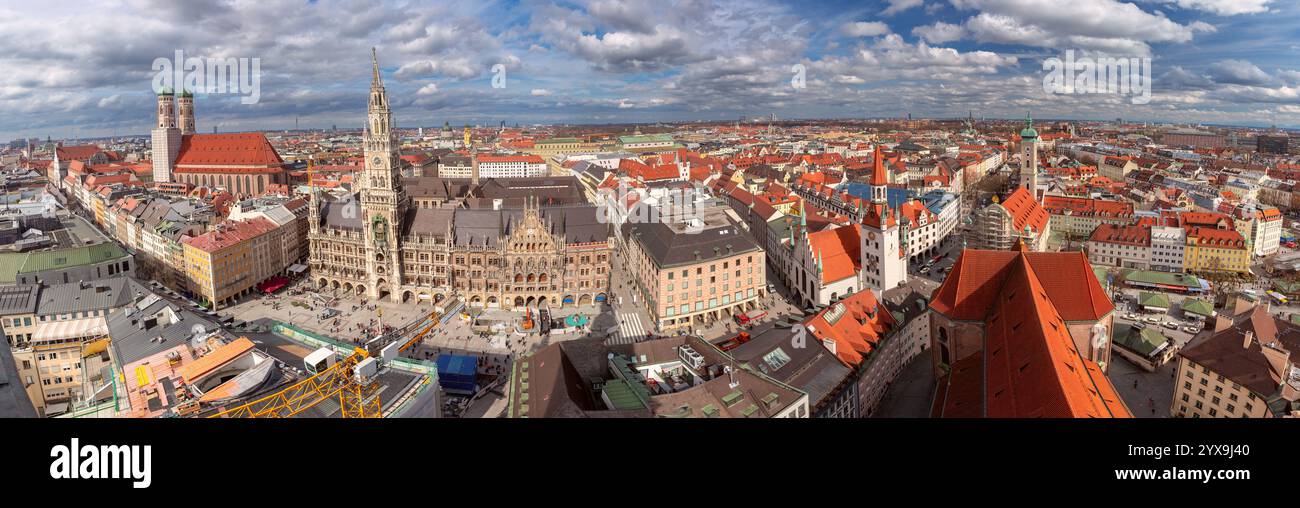 Panoramic view of the Old Town of Munich, Germany, showing historic ...