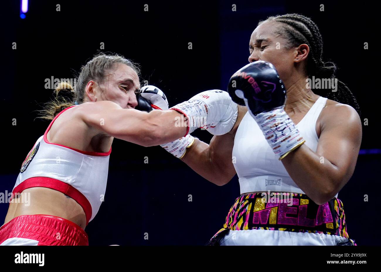 Ivana Habazin (left) in action against Natasha Jonas for the ICF and ...
