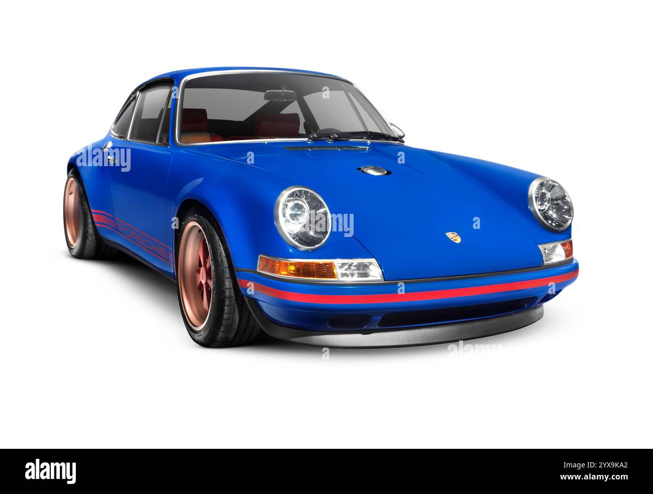 Blue 1991 Porsche 911 classic retro sports car isolated on white ...