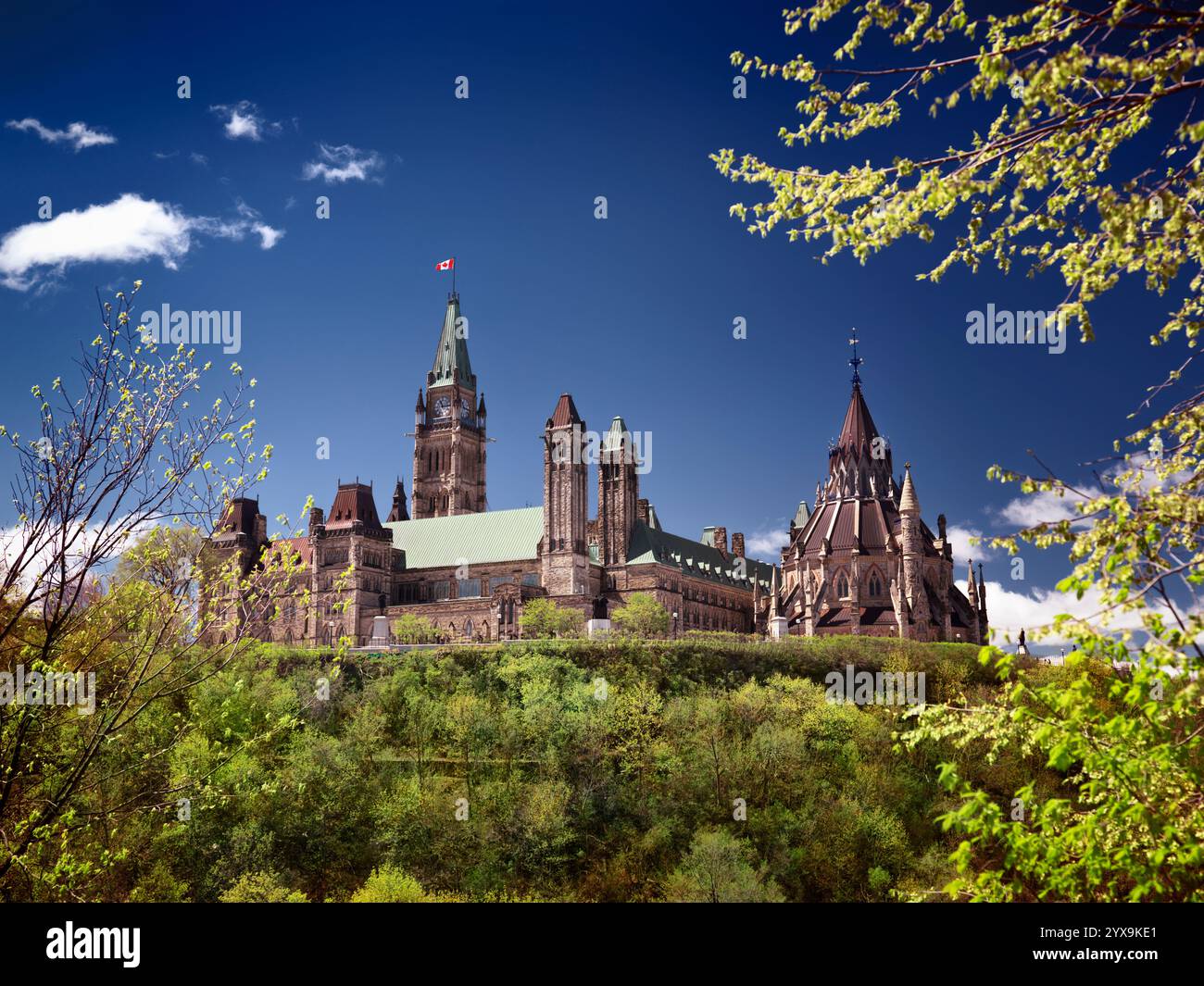 Artistic springtime scenery of The Parliament Hill Buildings in Ottawa ...