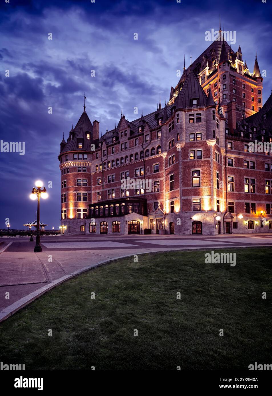 Artistic dramatic photo of Fairmont Le Château Frontenac castle ...
