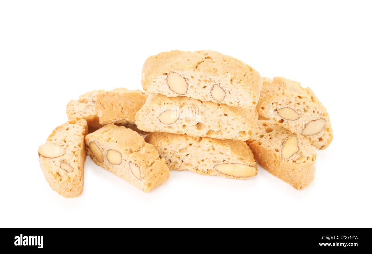 Traditional Italian almond biscuits (Cantucci) isolated on white Stock ...