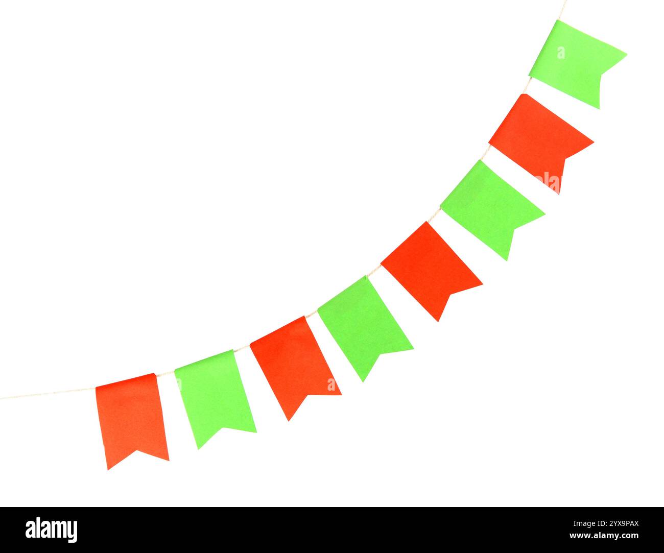 Colorful party flags isolated on white. Festive decor Stock Photo - Alamy