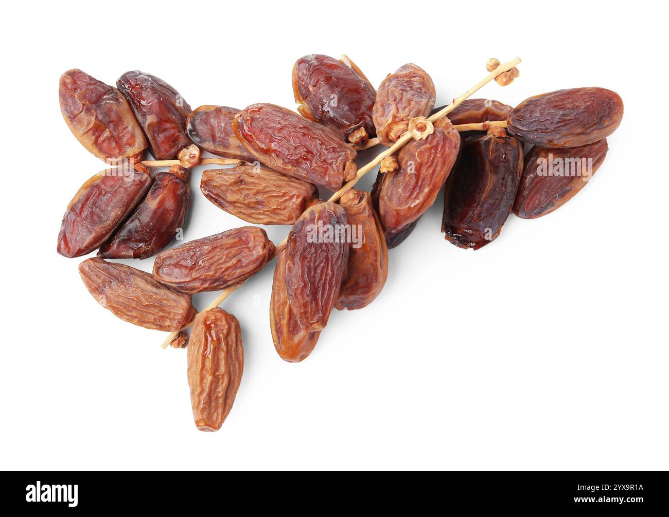 Bunch of tasty dried dates isolated on white, top view Stock Photo - Alamy