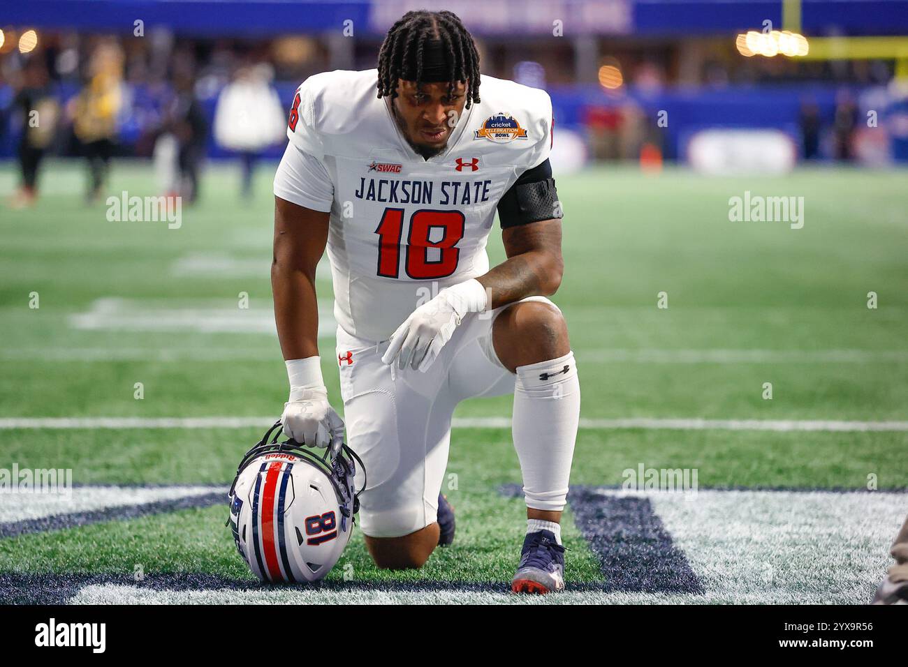 Atlanta, Georgia. 14th Dec, 2024. Jackson State's Austin Edmonds prior ...