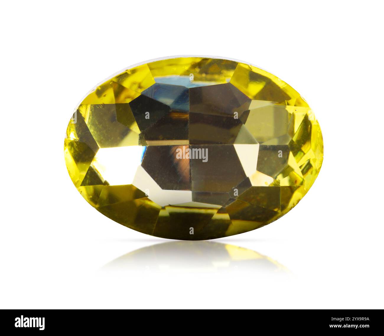 One yellow shiny gemstone isolated on white Stock Photo - Alamy