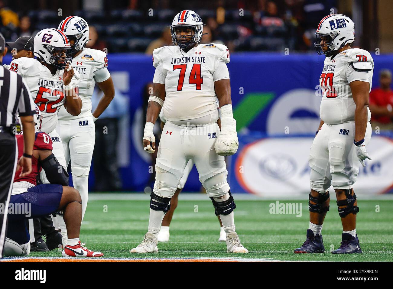 December 14, 2024: Jackson State's D'Andre Townes-Blue (74) and Kirk Ford, Jr. (70) during the ...