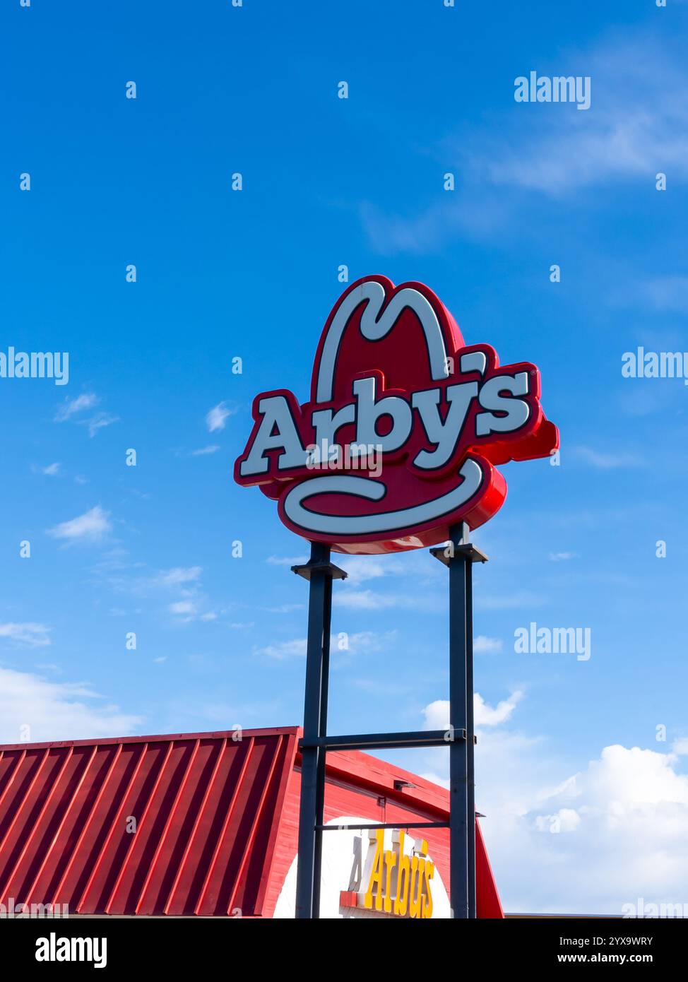 An Arby’s restaurant pole sign in Salt Lake City, Utah, USA Stock Photo ...