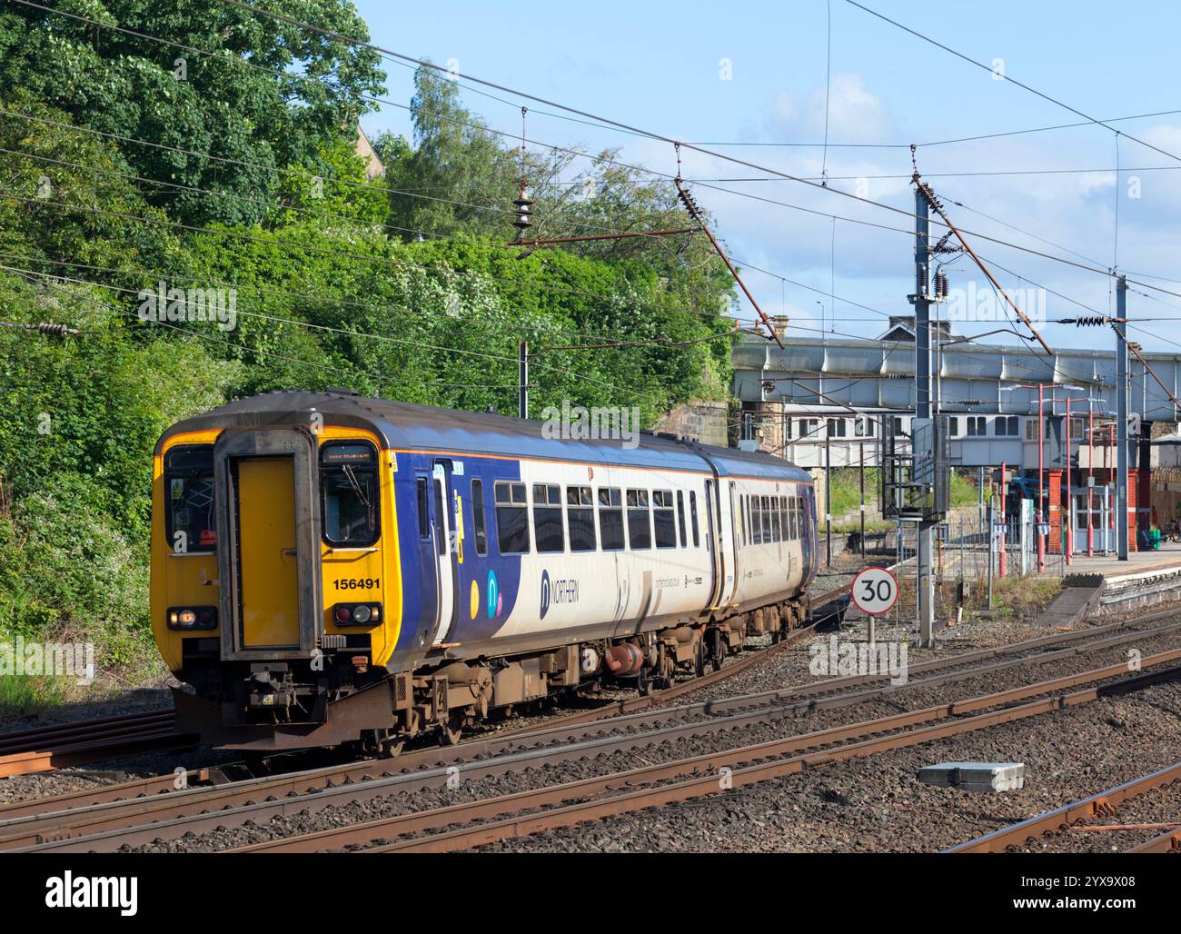 Northern rail class 156 sprinter train 156491 departing from Lancaster railway station on the ...