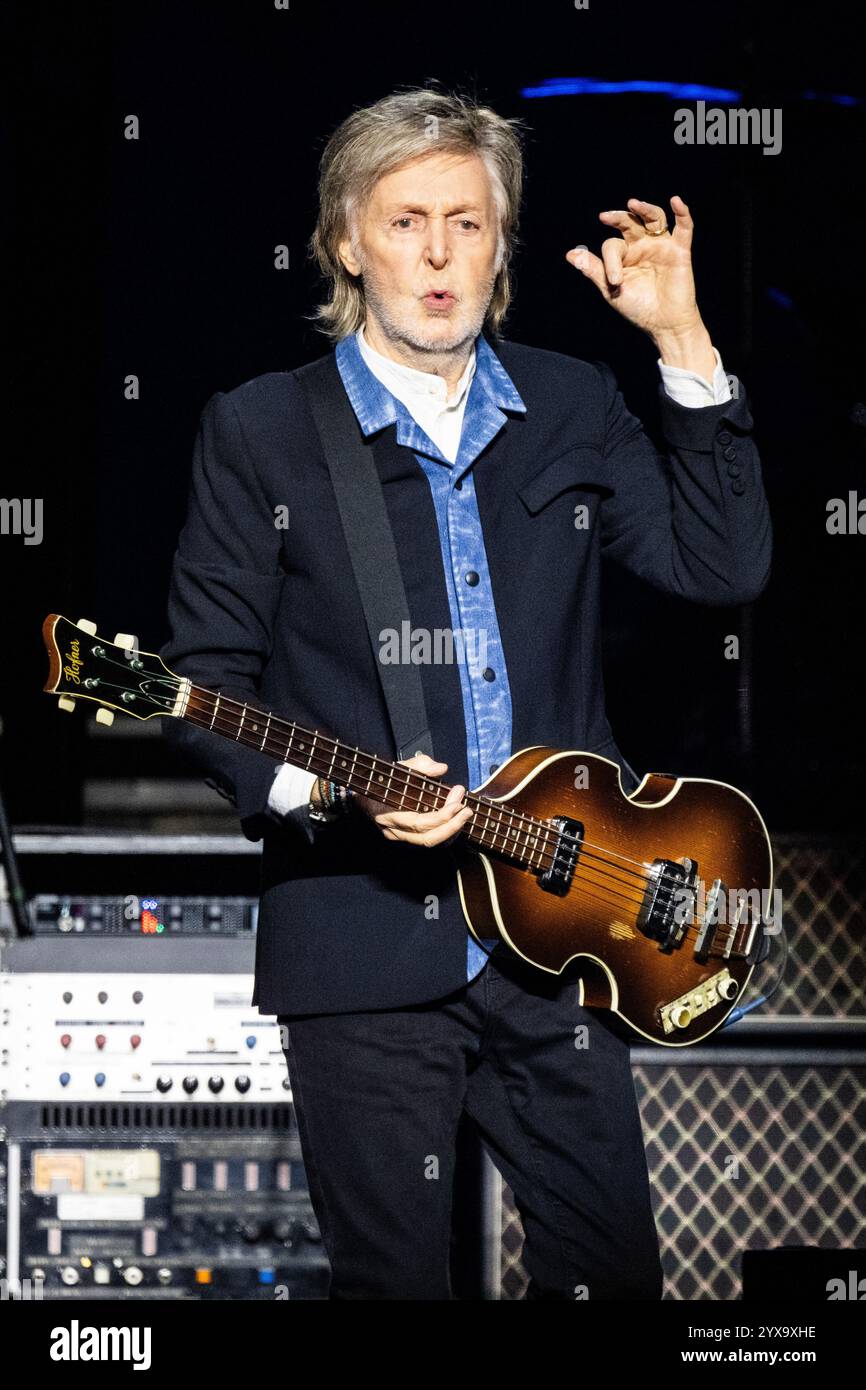 Manchester, 14 December 2024. Sir Paul McCartney performing on stage at ...