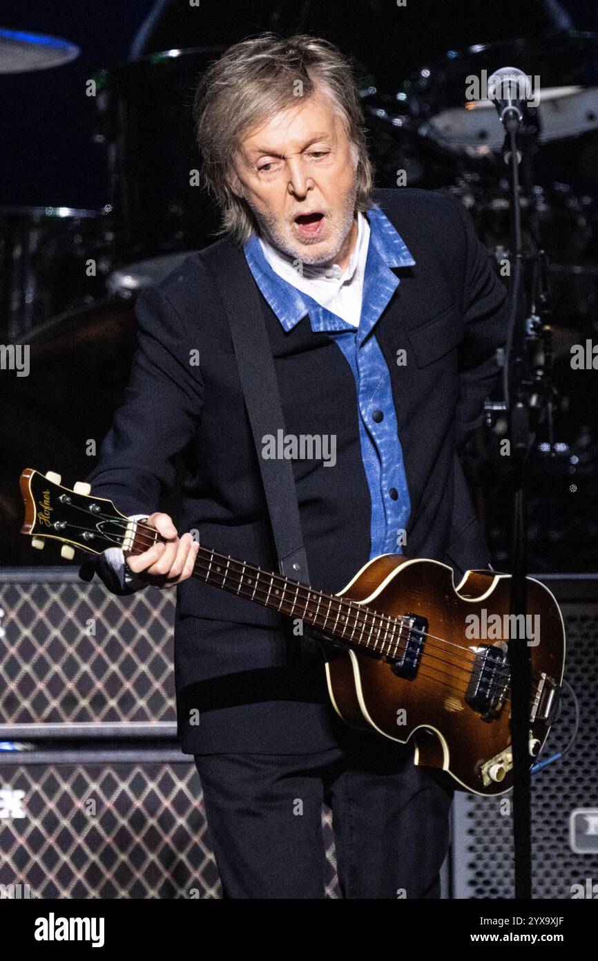 Manchester, 14 December 2024. Sir Paul McCartney performing on stage at ...