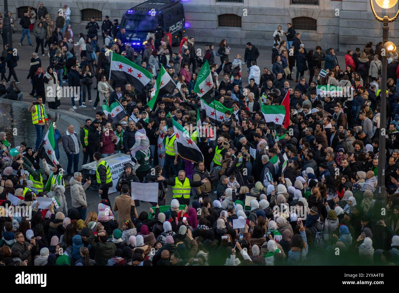 Madrid, Spain. 14th Dec, 2024. Protesters take part during a rally ...